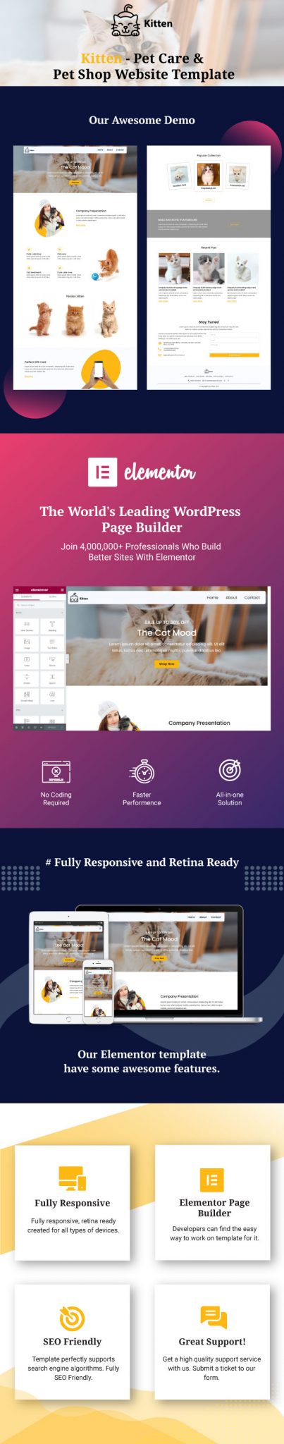 Kitten - Elementor Pet Website Template – ThemeRally
