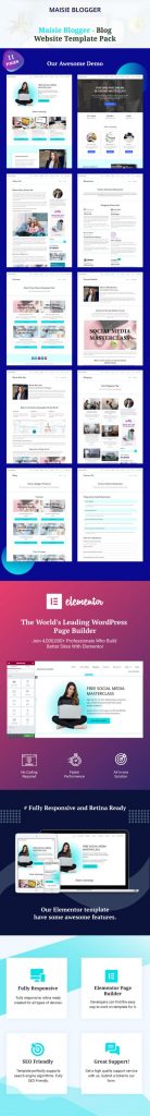 Maisie Blogger - Online Education Courses Elementor Template Kit ...
