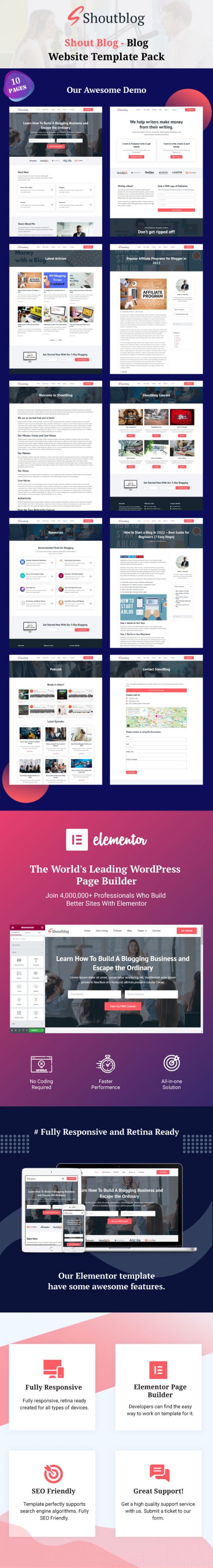 Shout Blog - E-Learning & Online Courses Elementor Template Kit ...